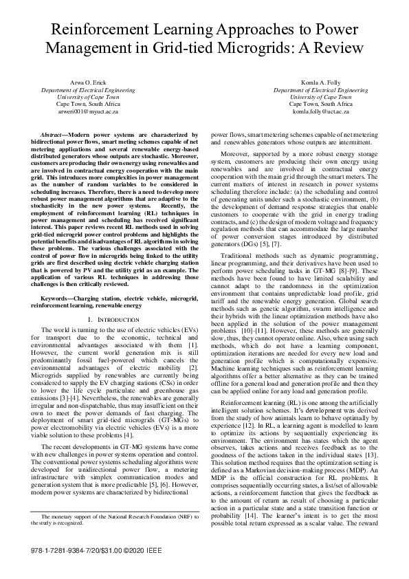 (PDF) Reinforcement Learning Approaches to Power Management in Grid ...