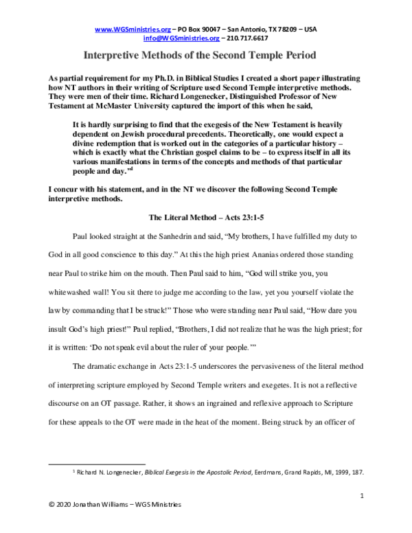 (PDF) Interpretive Methods of the Second Temple Period