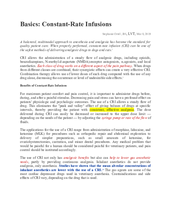 (DOC) Basics: Constant-Rate Infusions | bemol sutradhar - Academia.edu