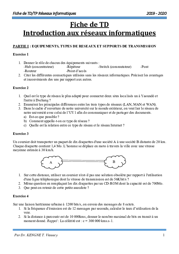 (PDF) Fiche TD Réseaux 2019-