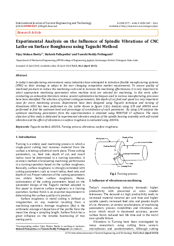 (PDF) Experimental Analysis on the Influence of Spindle Vibrations of CNC Lathe on Surface ...