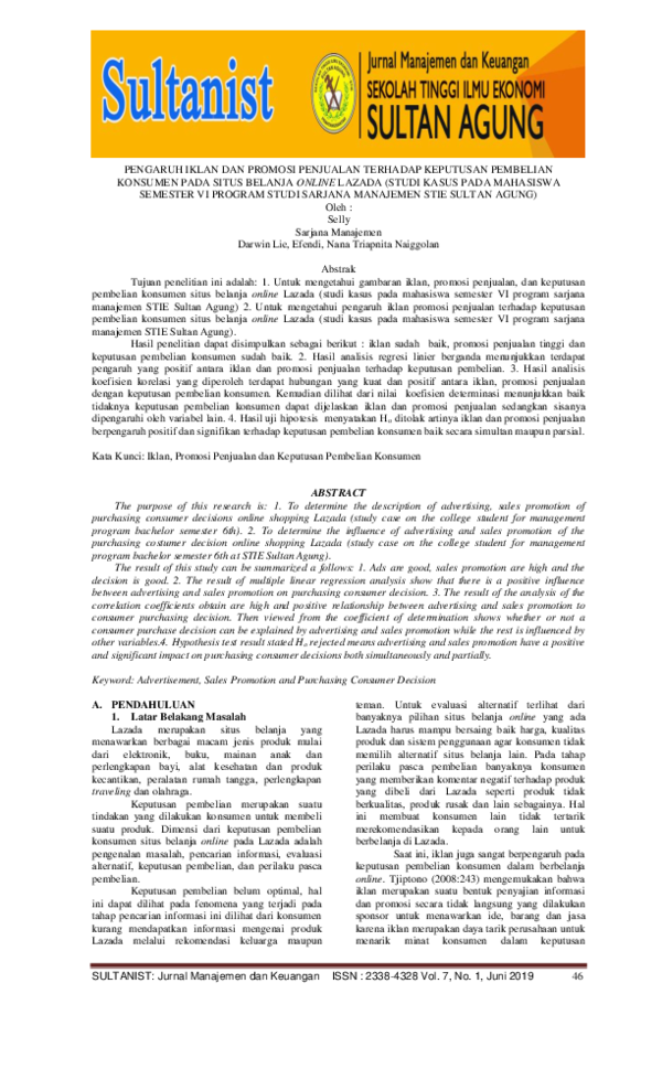 (PDF) PENGARUH IKLAN DAN PROMOSI PENJUALAN TERHADAP KEPUTUSAN PEMBELIAN KONSUMEN PADA SITUS ...