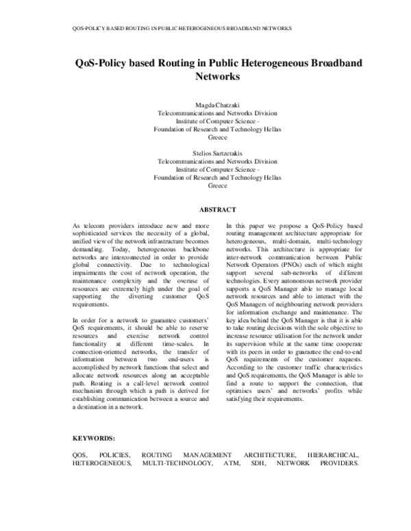 (PDF) QoS-Policy based Routing in Public Heterogeneous Broadband Networks (PDF) QoS-Policy based Routing in Public Heterogeneous Broadband Networks