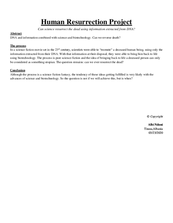 (PDF) Human Resurrection Project