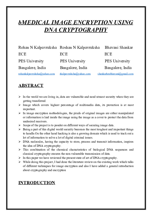 (DOC) MEDICAL IMAGE ENCRYPTION USING DNA CRYPTOGRAPHY IEEEPaper-Final