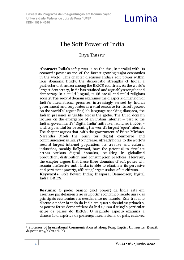 (PDF) The Soft Power of India