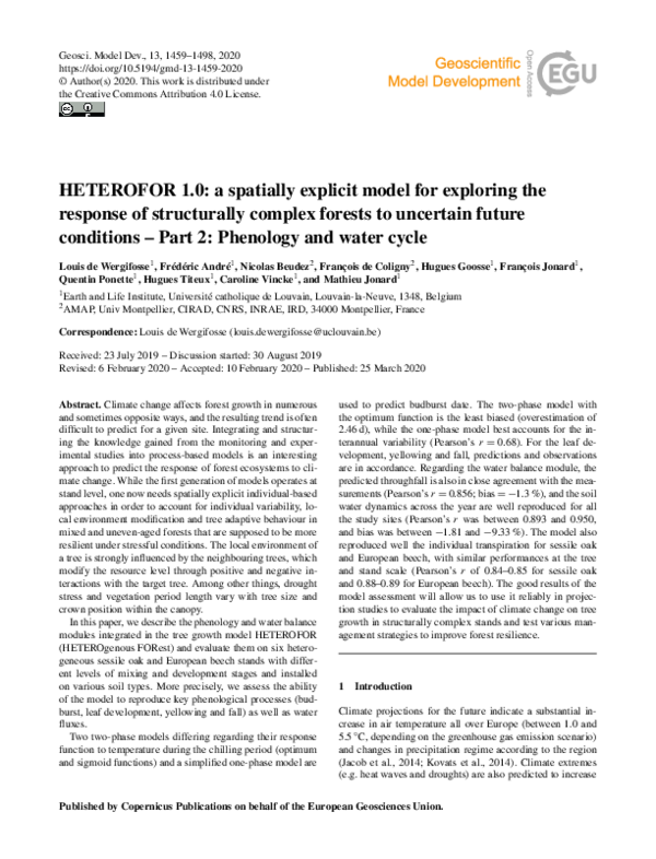 (PDF) HETEROFOR 1.0: a spatially explicit model for exploring the response of structurally ...