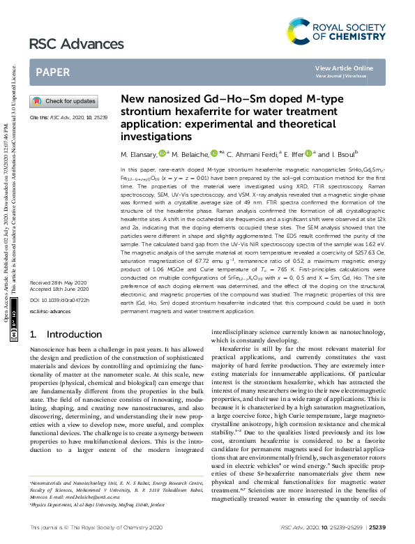 (PDF) New nanosized Gd-Ho-Sm doped M-type strontium hexaferrite for ...