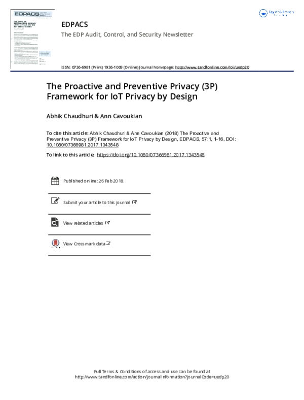 (PDF) The Proactive and Preventive Privacy (3P) Framework for IoT ...