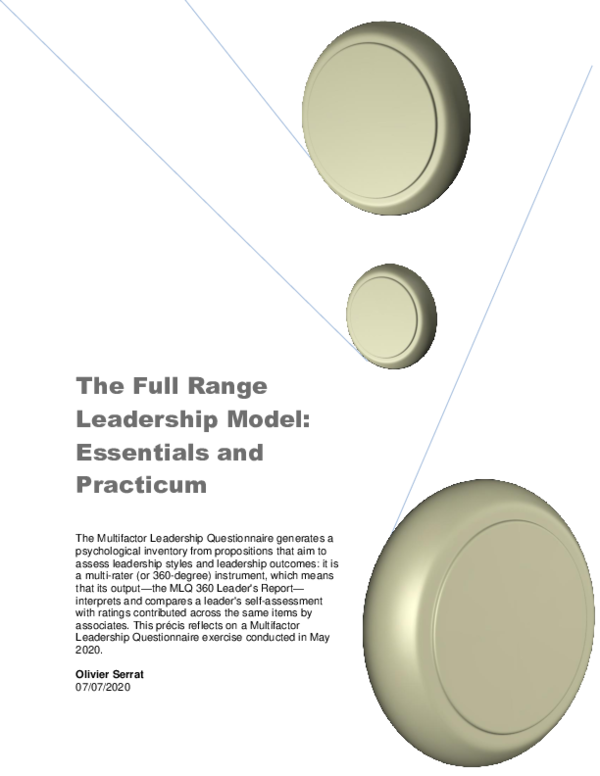 (PDF) The Full Range Leadership Model: Essentials and Practicum