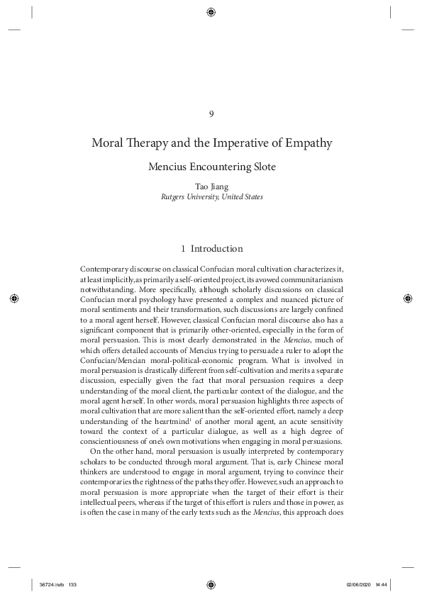 (PDF) Moral Therapy and the Imperative of Empathy: Mencius Encountering ...