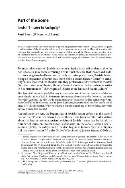 (PDF) Part of the Scene: Jewish Theater in Antiquity