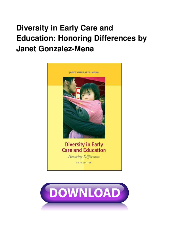 (PDF) Diversity in Early Care and Education: Honoring Differences by Janet Gonzalez-Mena