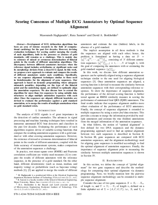 (PDF) Scoring consensus of multiple ECG annotators by optimal sequence alignment