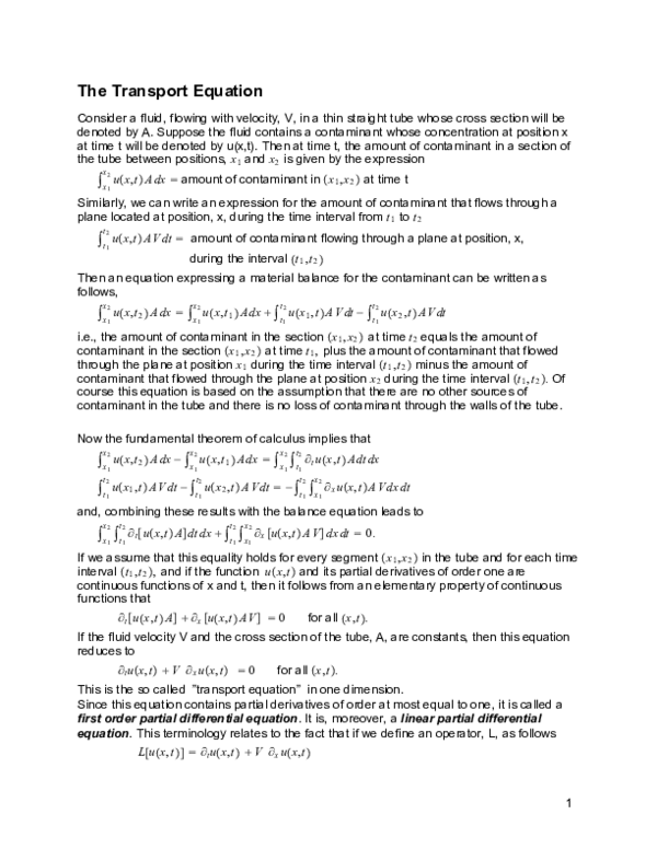 (PDF) The Transport Equation