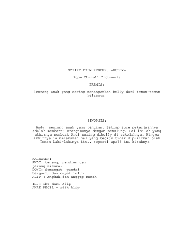 (PDF) SCRIPT FILM PENDEK. =BULLY=
