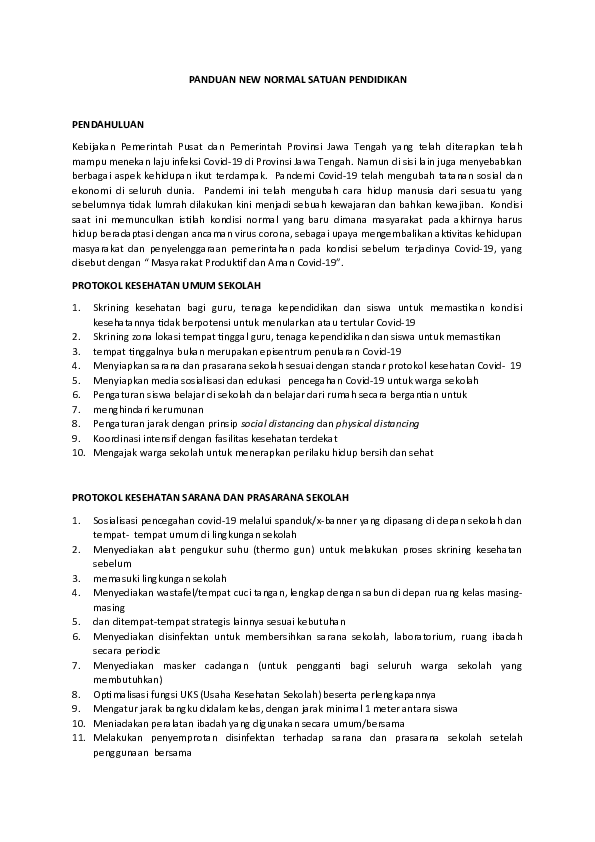(DOC) PANDUAN NEW NORMAL SATUAN PENDIDIKAN