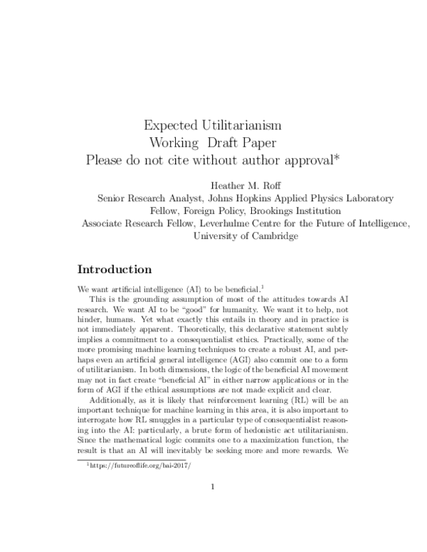 (PDF) Expected Utilitarianism Working Draft Paper