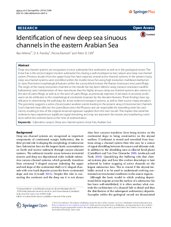 (PDF) New Deep Sea Channels in Indus Fan, Arabian Sea