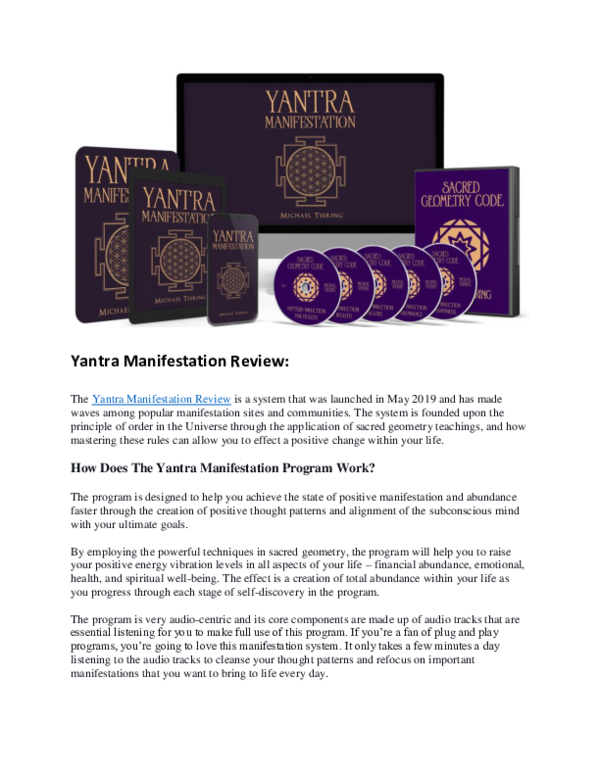 (PDF) Yantra Manifestation Review