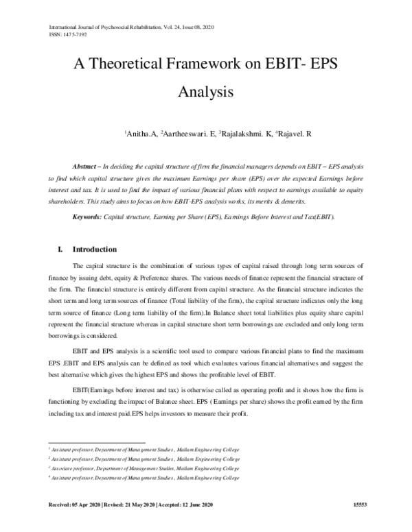 (PDF) A Theoretical Framework on EBIT-EPS Analysis