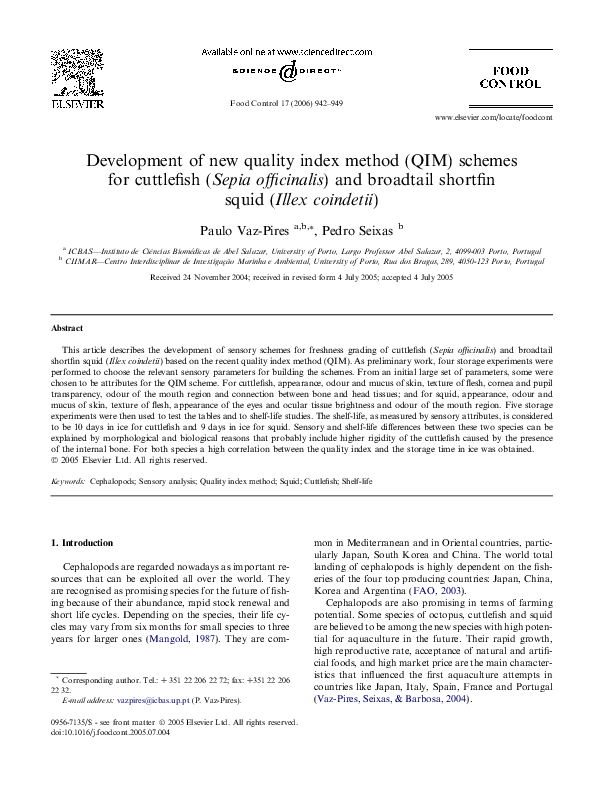 (PDF) Development of new quality index method (QIM) schemes for ...