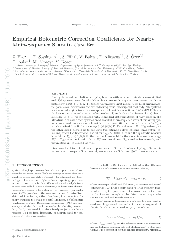 (PDF) Empirical Bolometric Correction Coefficients for Nearby Main ...