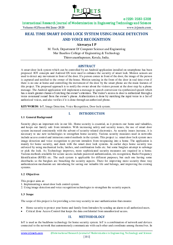 (PDF) REAL TIME SMART DOOR LOCK SYSTEM USING IMAGE DETECTION AND VOICE ...