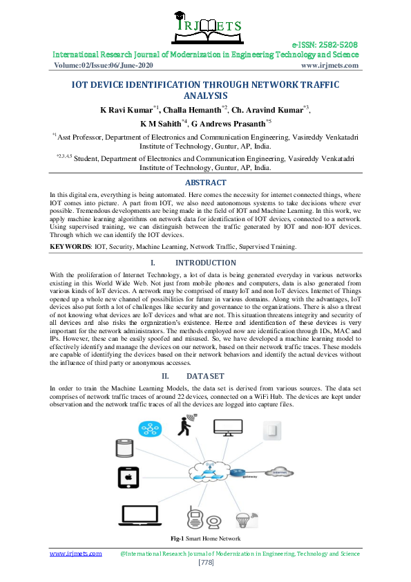 (PDF) IOT DEVICE IDENTIFICATION THROUGH NETWORK TRAFFIC ANALYSIS