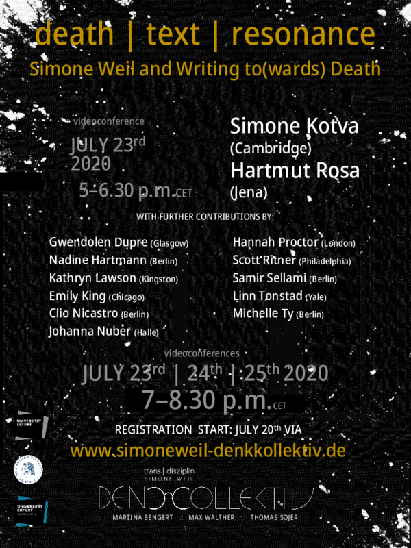 (PDF) death | text | resonance - Simone Weil and Writing to(wards) Death