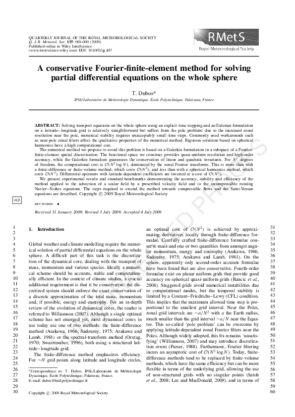 (PDF) A conservative Fourier-finite-element method for solving partial ...
