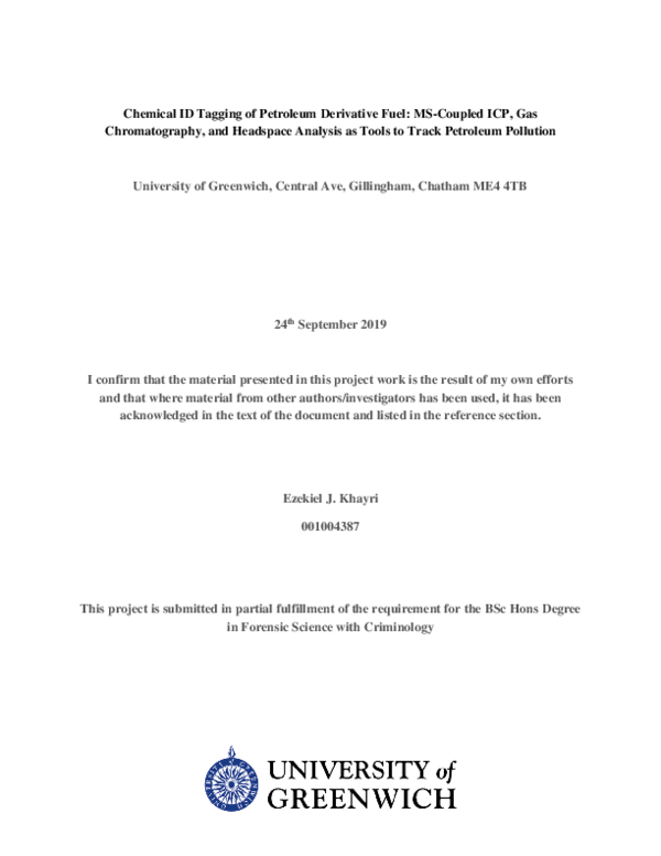 (PDF) THESIS; Chemical ID Tagging of Petroleum Derivative Fuel: MS ...