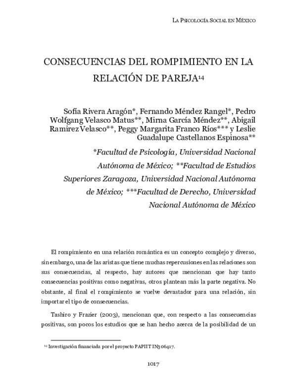 (PDF) Consecuencias del Rompimiento