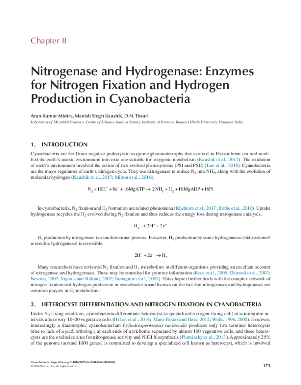 (PDF) Nitrogenase and Hydrogenase: Enzymes for Nitrogen Fixation and Hydrogen Production in ...