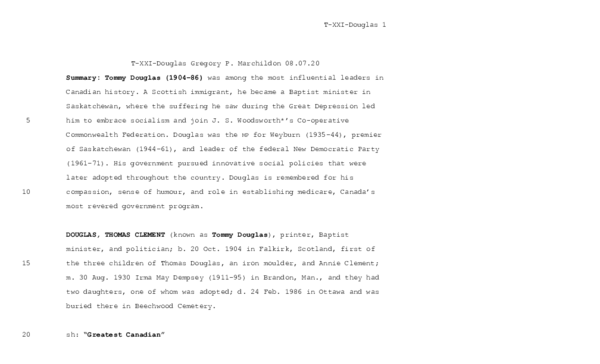 (PDF) Biography of Tommy Douglas, 1904-1986 | Gregory Marchildon ...