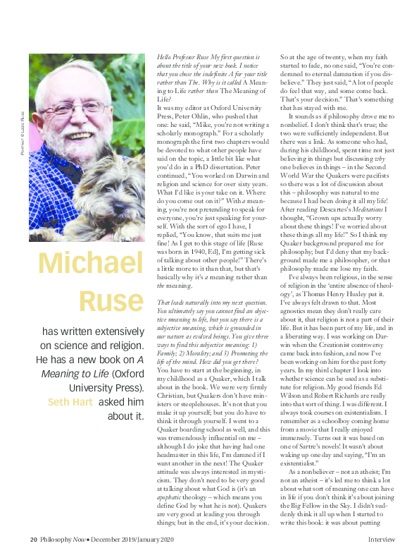 (PDF) Interview with Michael Ruse - A Meaning to Life