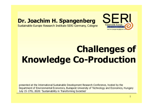 (PDF) Challenges of Knowledge Co-Production