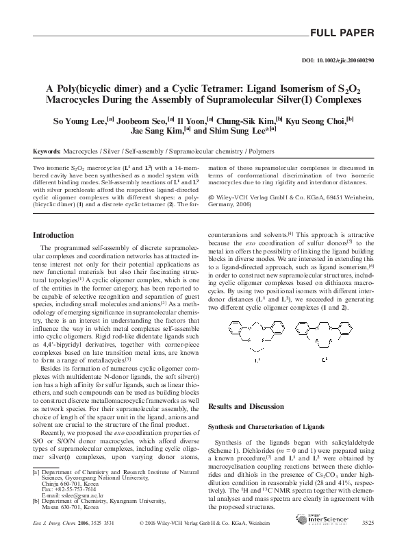 (PDF) A Poly(bicyclic dimer) and a Cyclic Tetramer: Ligand Isomerism of ...