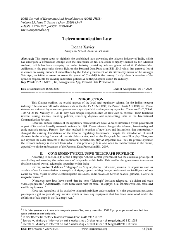(PDF) Telecommunication Law