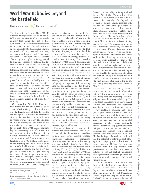 (PDF) Introduction: World War II: Bodies Beyond the Battlefield