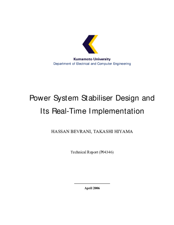 (PDF) Power System Stabiliser Design and Its Real-Time Implementation