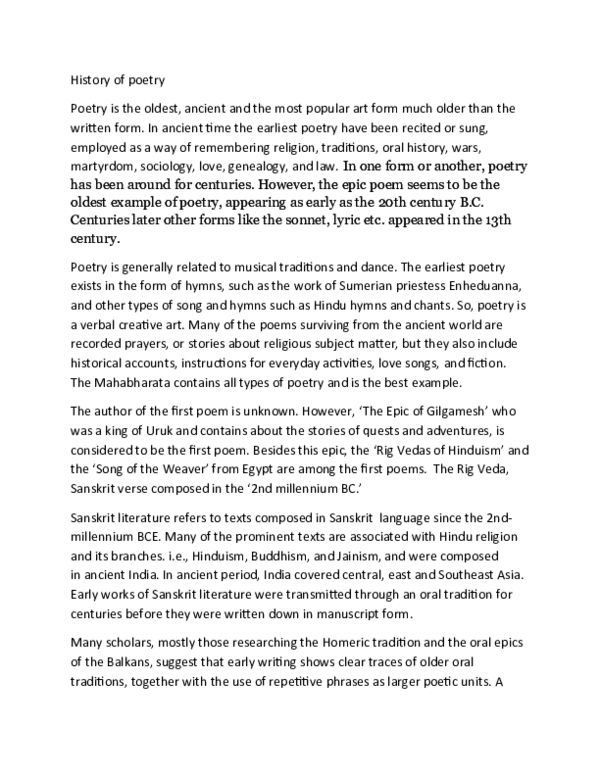 (DOC) History of Poetry