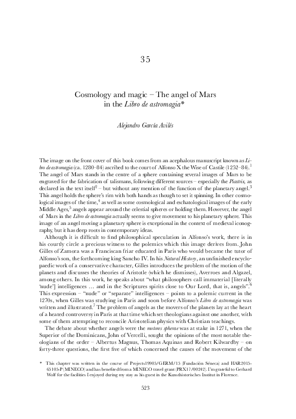 (PDF) Cosmology and magic -The angel of Mars in the Libro de astromagia