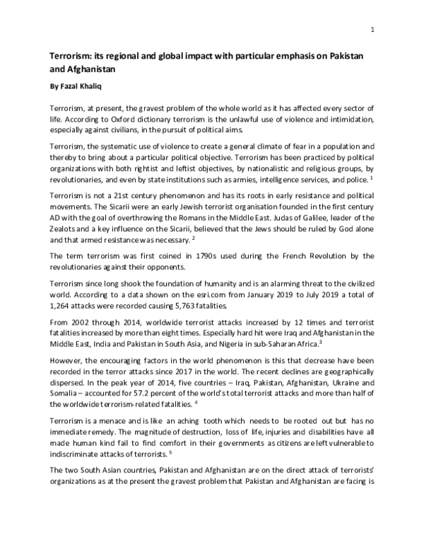 (PDF) Terrorism: its regional and global impact with particular ...