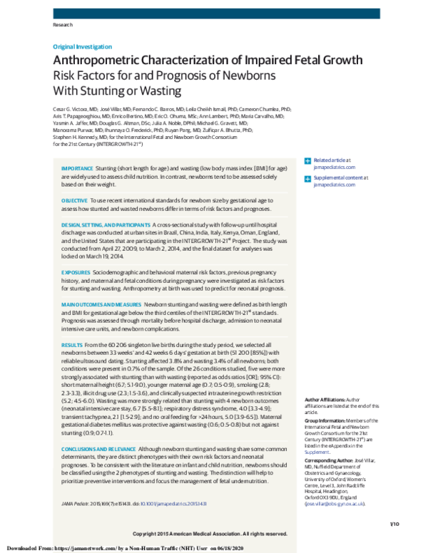 (PDF) The INTERGROWTH-21st fetal growth standards: toward the global ...