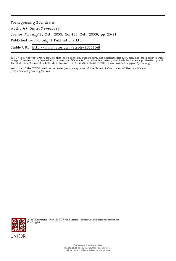 (PDF) Transgressing Boundaries
