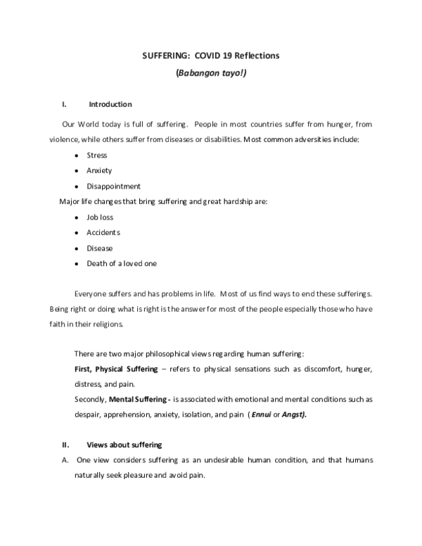 (PDF) SUFFERING: COVID 19 Reflections (Babangon tayo