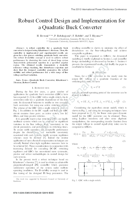 (PDF) Robust Control Design and Implementation for a Quadratic Buck ...