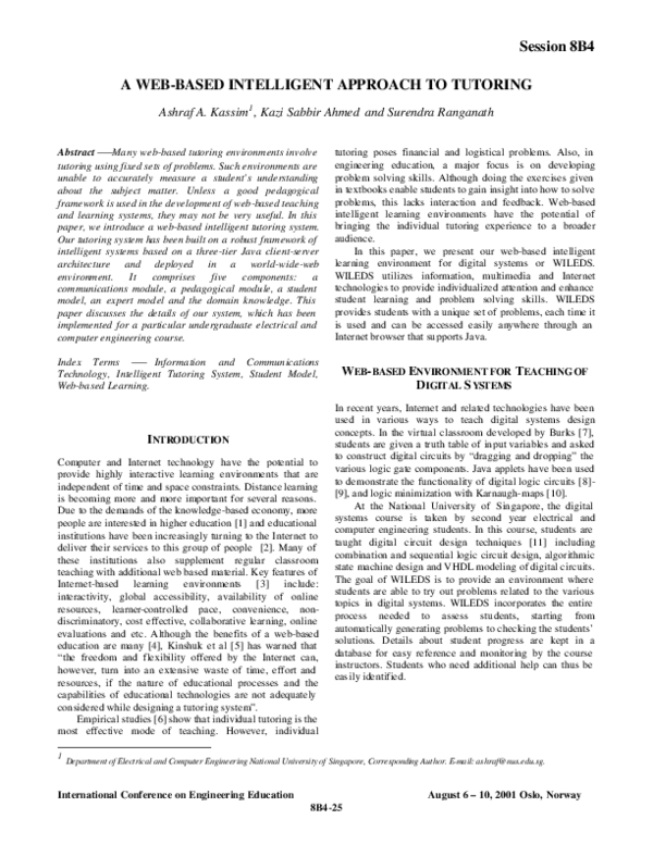 Pdf A Web Based Intelligent Approach To Tutoring