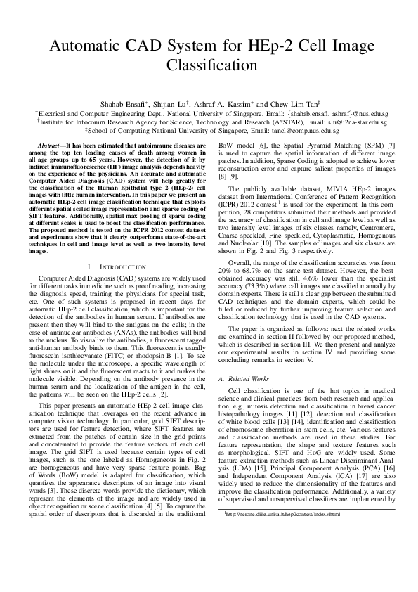 Pdf Hep 2 Cell Image Classification A Comparative Analysis Richa Singh